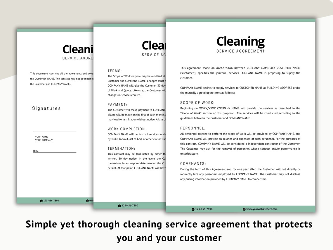 CLEANING CONTRACT BUNDLE New Client Proposal Template Canva Commercial ...