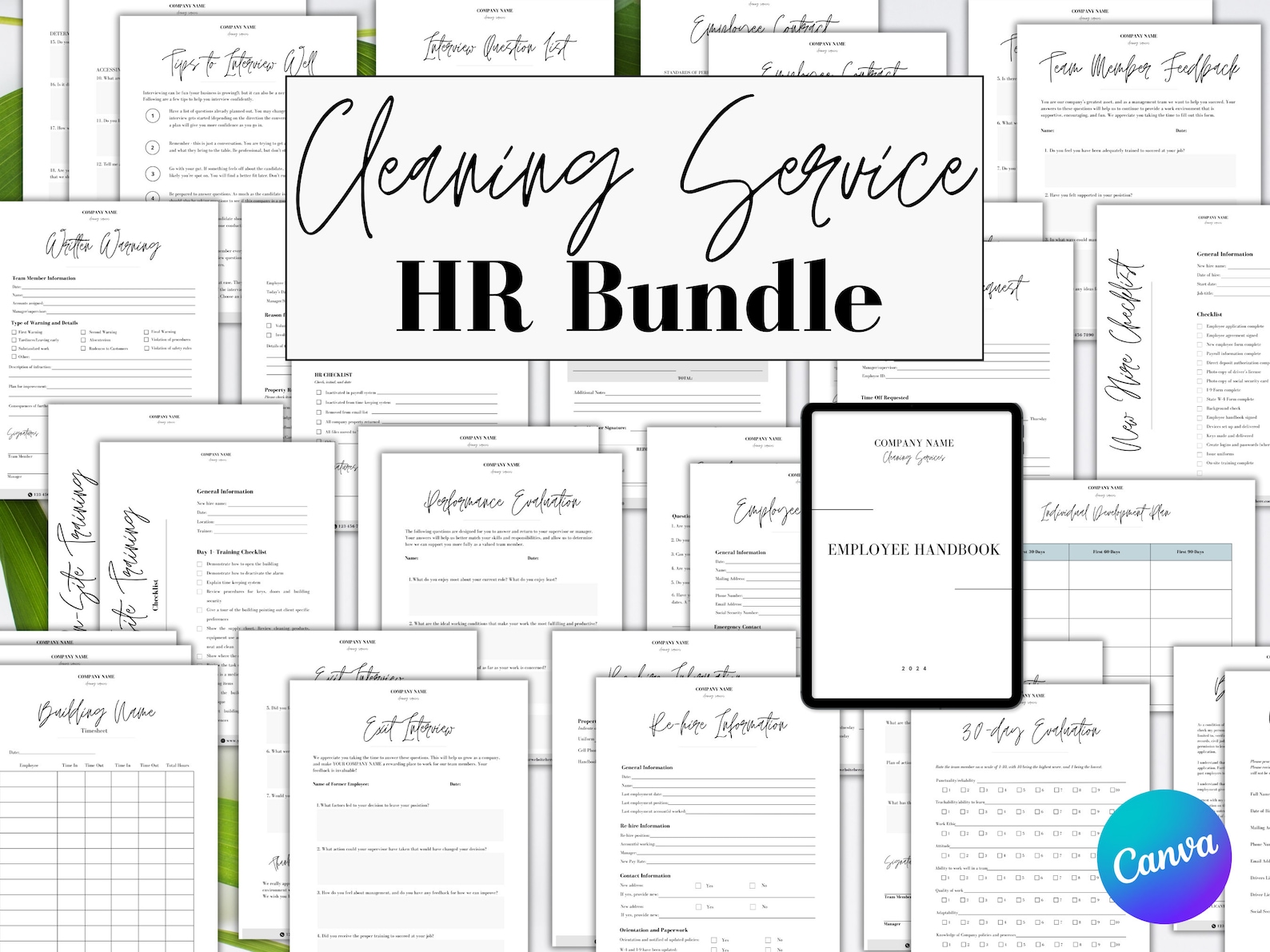 HUMAN RESOURCES TEMPLATES Cleaning Service Employee Handbook Template ...