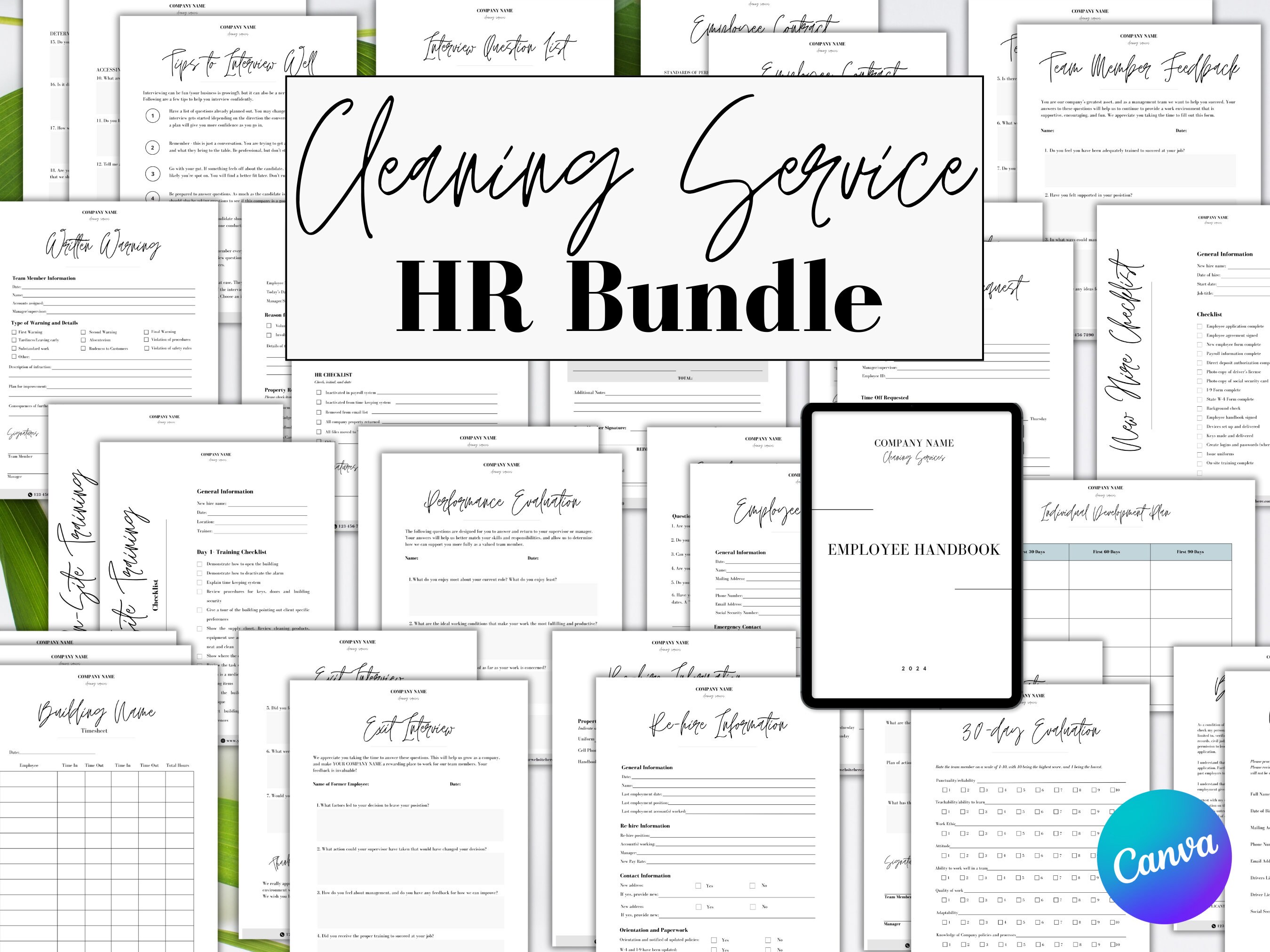 HUMAN RESOURCES TEMPLATES Cleaning Service Employee Handbook Template ...