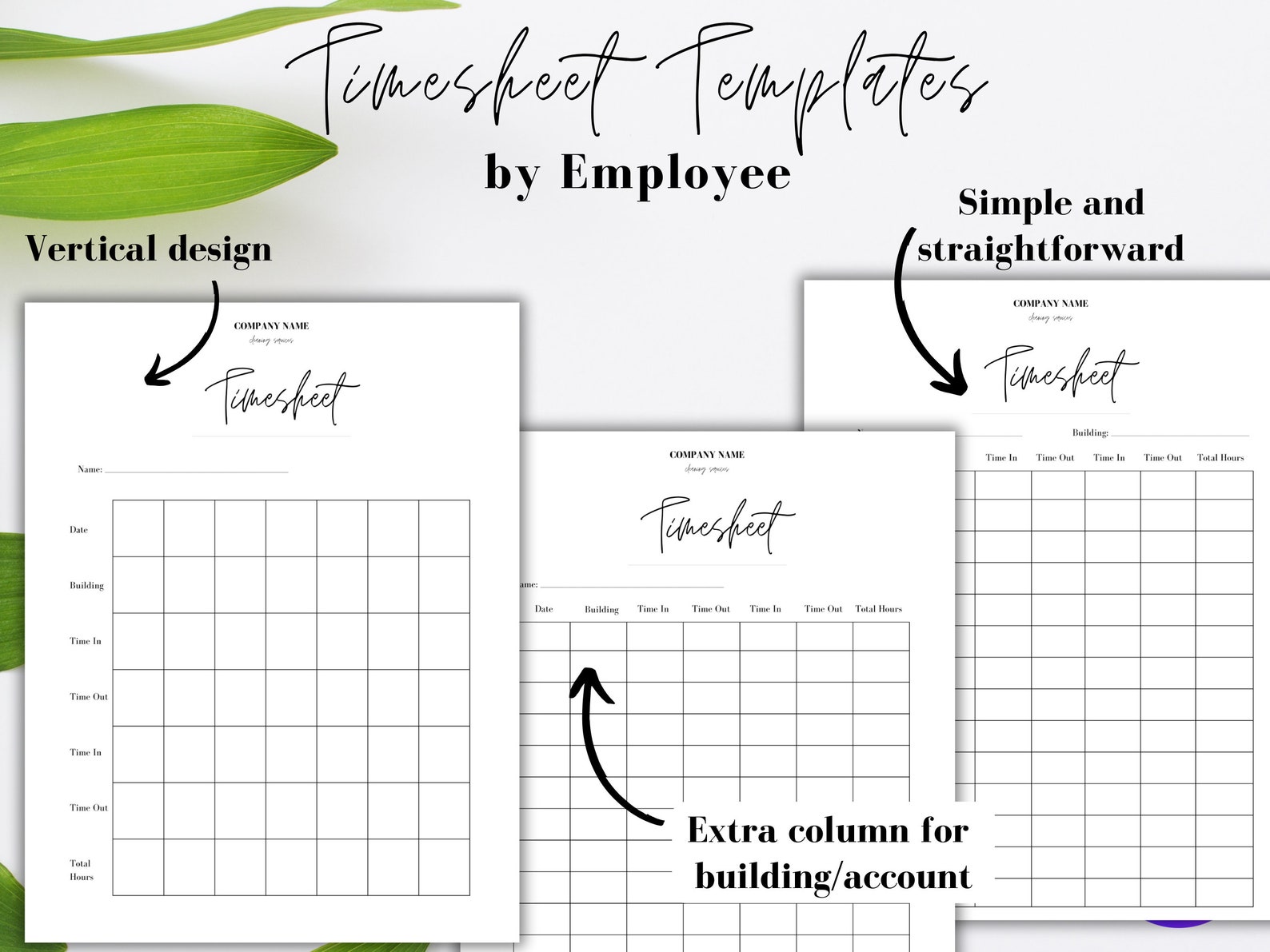 EMPLOYEE TIMESHEET TEMPLATE Editable Timesheet Printable Timesheet ...