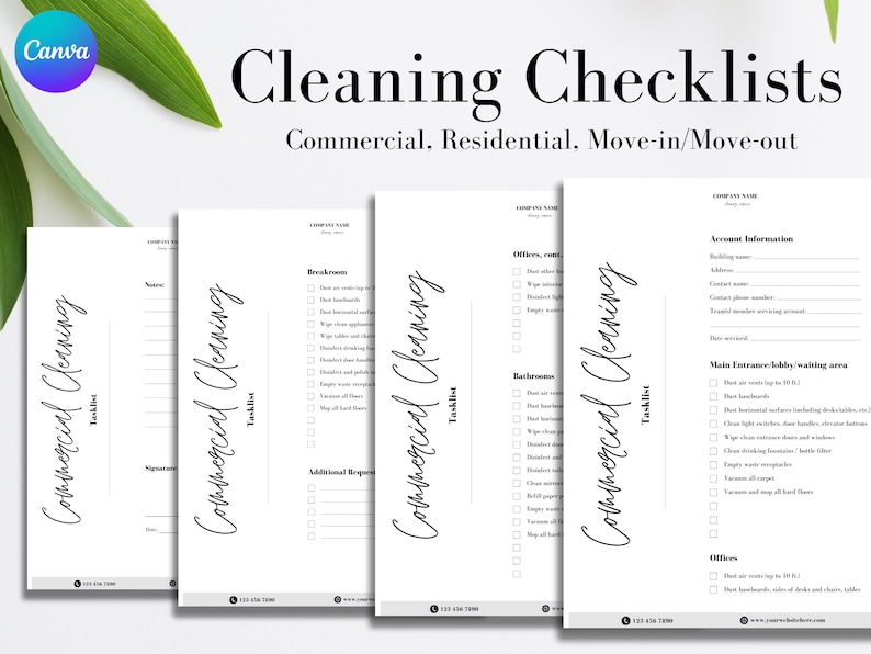 CLEANING CHECKLIST Commercial Cleaning Checklist Residential Checklist ...