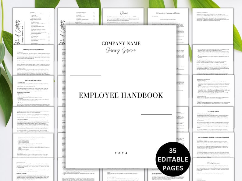 EMPLOYEE HANDBOOK TEMPLATE Human Resources Templates Human Resources ...