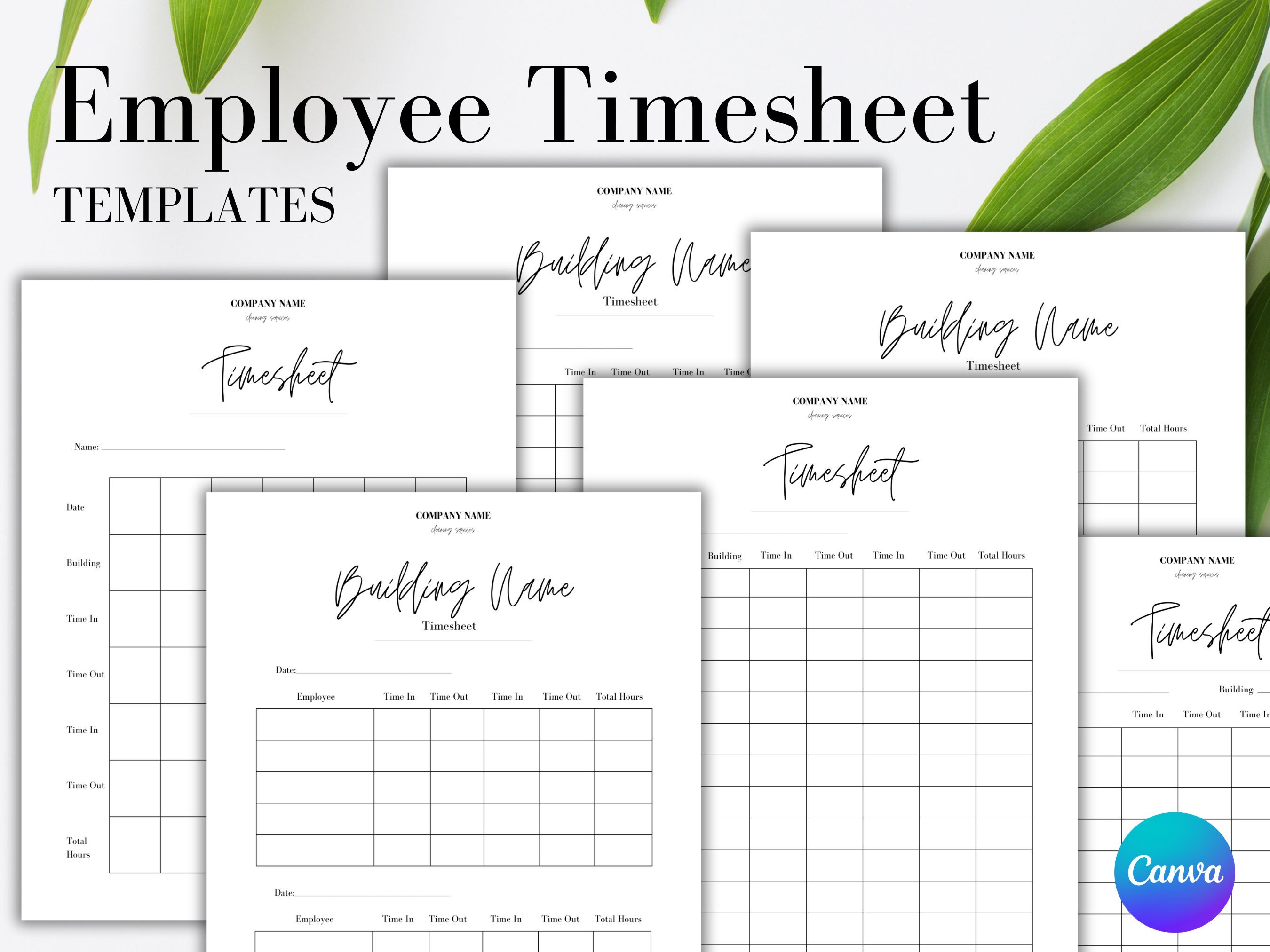 EMPLOYEE TIMESHEET TEMPLATE Editable Timesheet Printable Timesheet ...