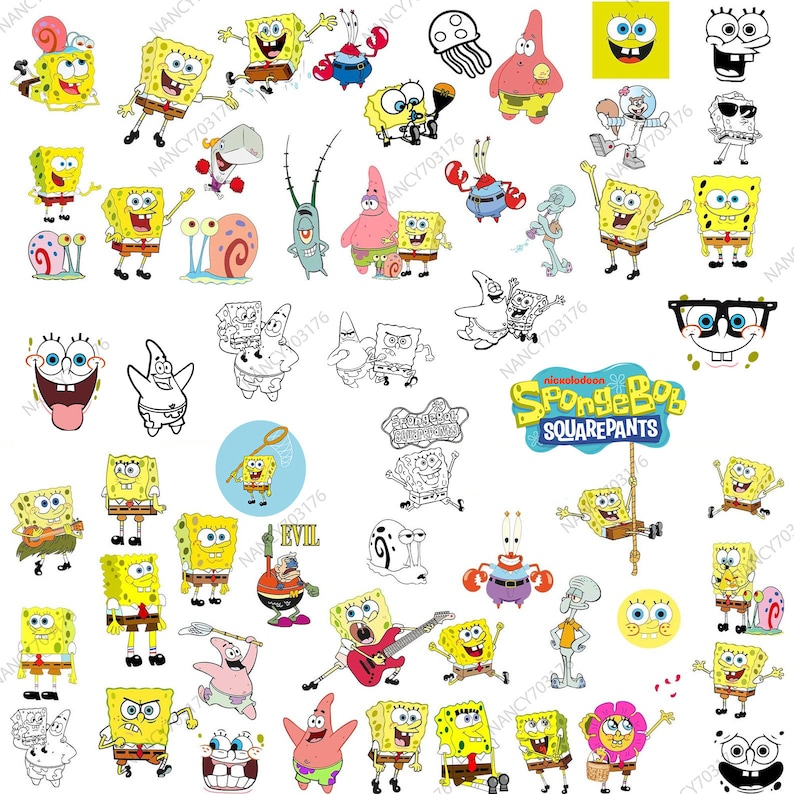 Spongebob Svg Png Dxf Bundle Sponge Cut Files for Cricut and - Etsy UK