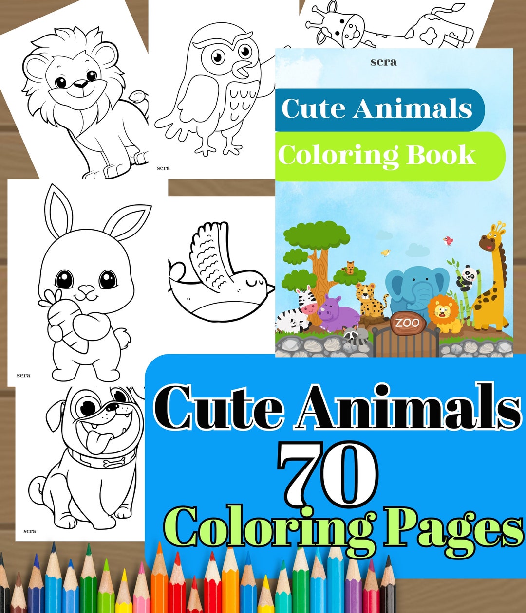Cute Animal Coloring Pages-zoo Coloring Book-farm Coloring - Etsy