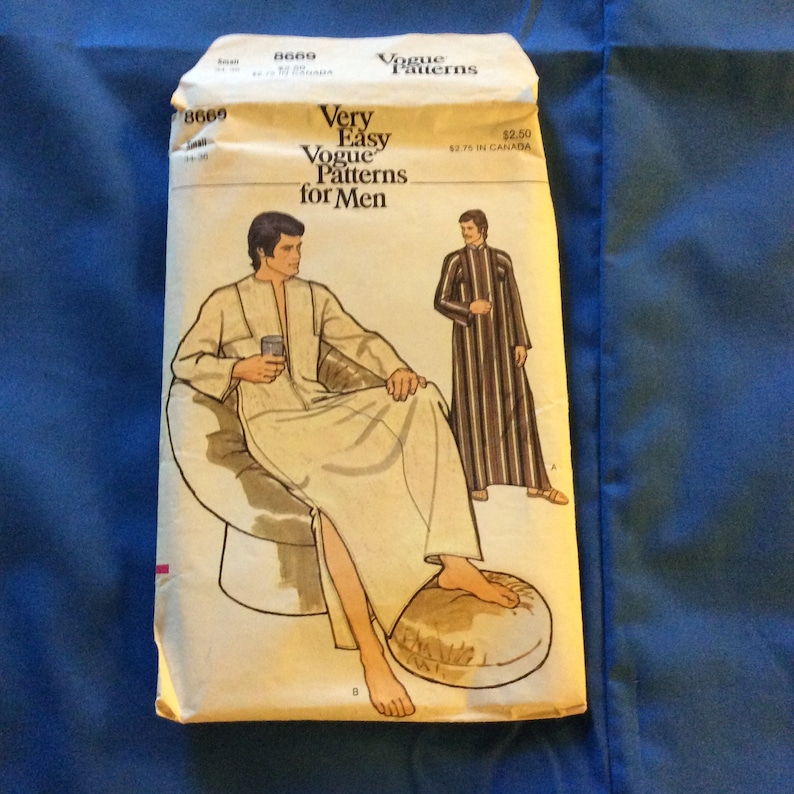Vintage Very Easy Vogue Patterns for Men N0. 8669, Caftan, Sz Small ...