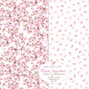 Cherry Blossom Seamless Pattern Watercolor Sakura PNG JPEG Soft Spring ...