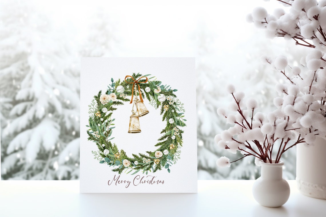 Christmas Watercolor Clipart Wreath, Holiday Wreath, Classic Wreath ...