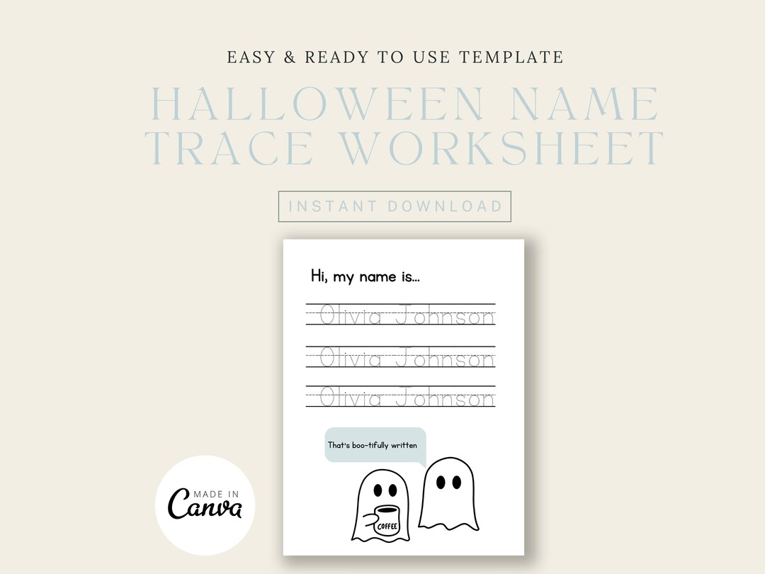 Name Trace Worksheet / Personalizable / Halloween-themed DIY Toddler ...