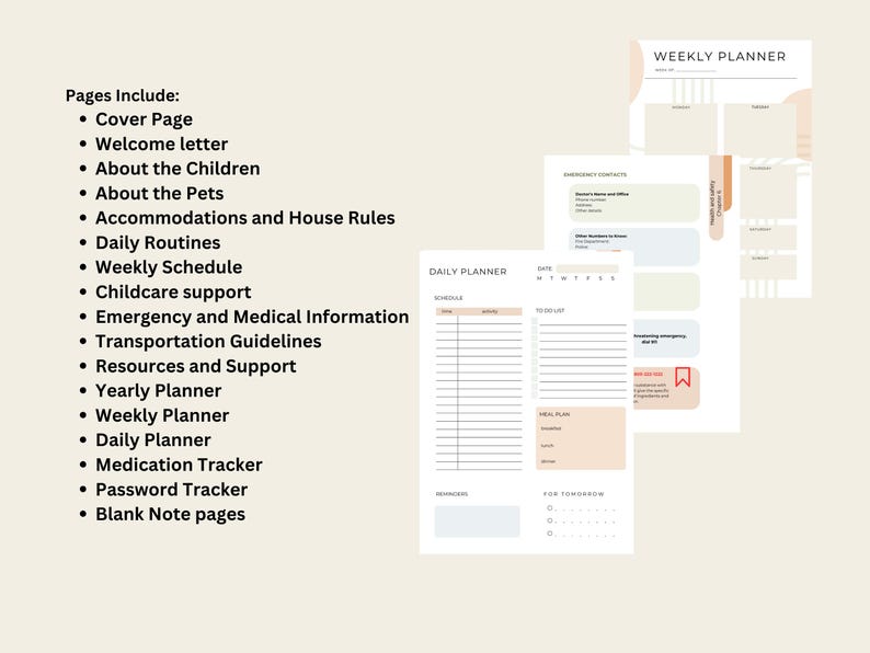 Editable Au Pair Handbook Template: Family & Childcare (digital ...