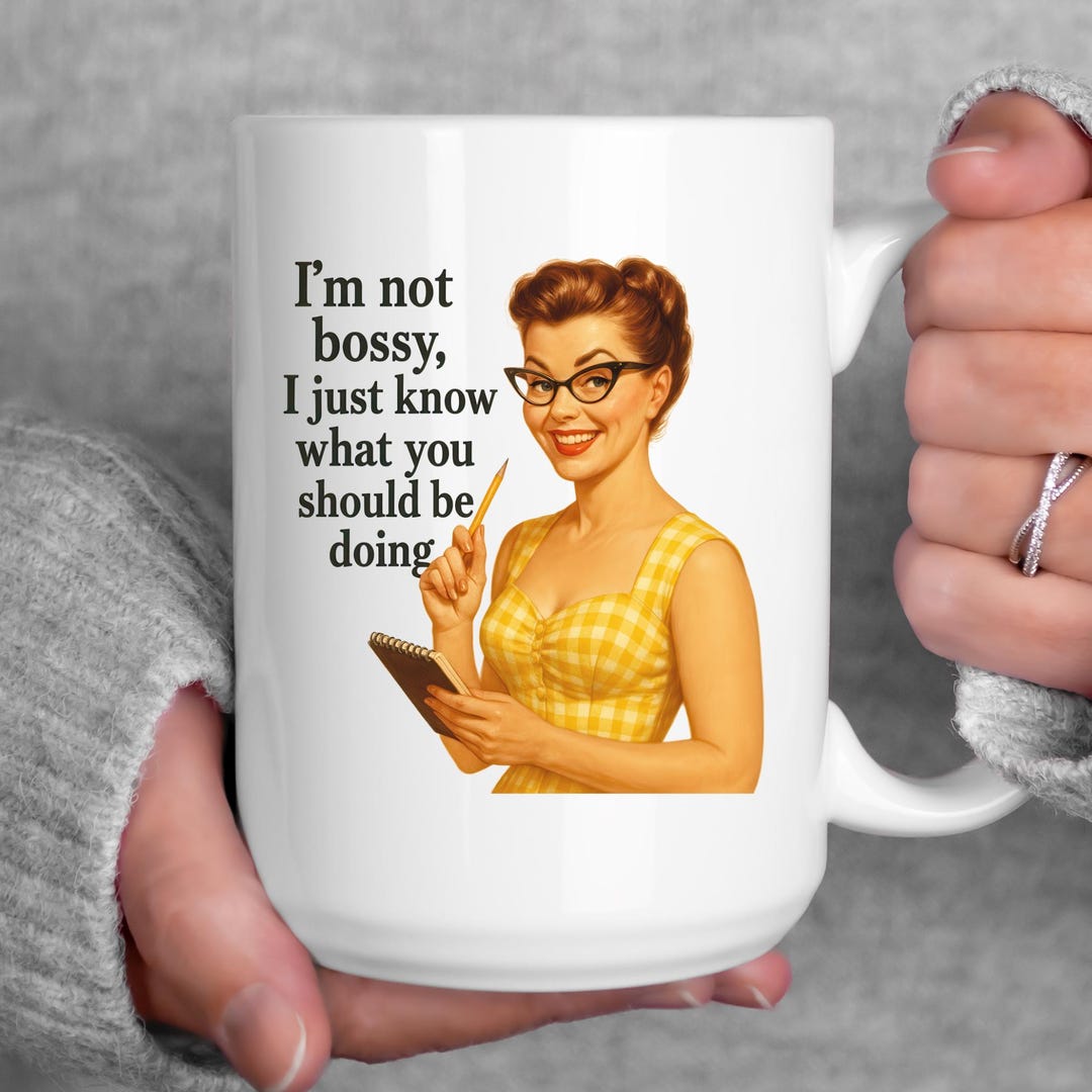 Bossy Woman Mug, Retro Graphic, Funny Coworker Gift - 15 Oz Ceramic - Etsy