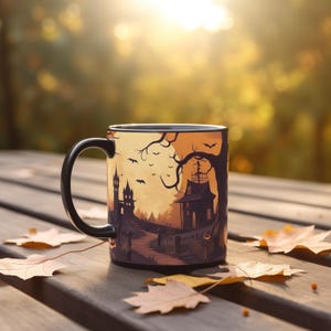 Black Fall Mug Mockup, Autumn Mockup, Halloween Coffee Mug Mockup, Cozy ...