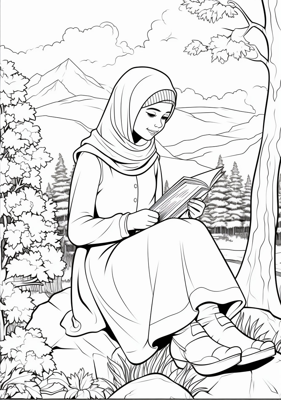21 Pages Muslimah Girl Cartoon Coloring Book A4 Digital PDF - Etsy