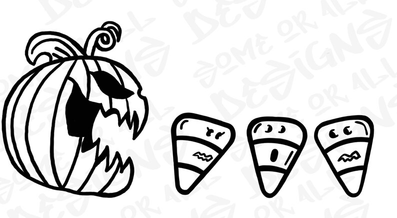 Pumpkin Pacman Candy Corn Digital Halloween - Etsy