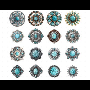 Western Turquoise Concho Design Png | Boho Clipart | Turquoise Concho ...