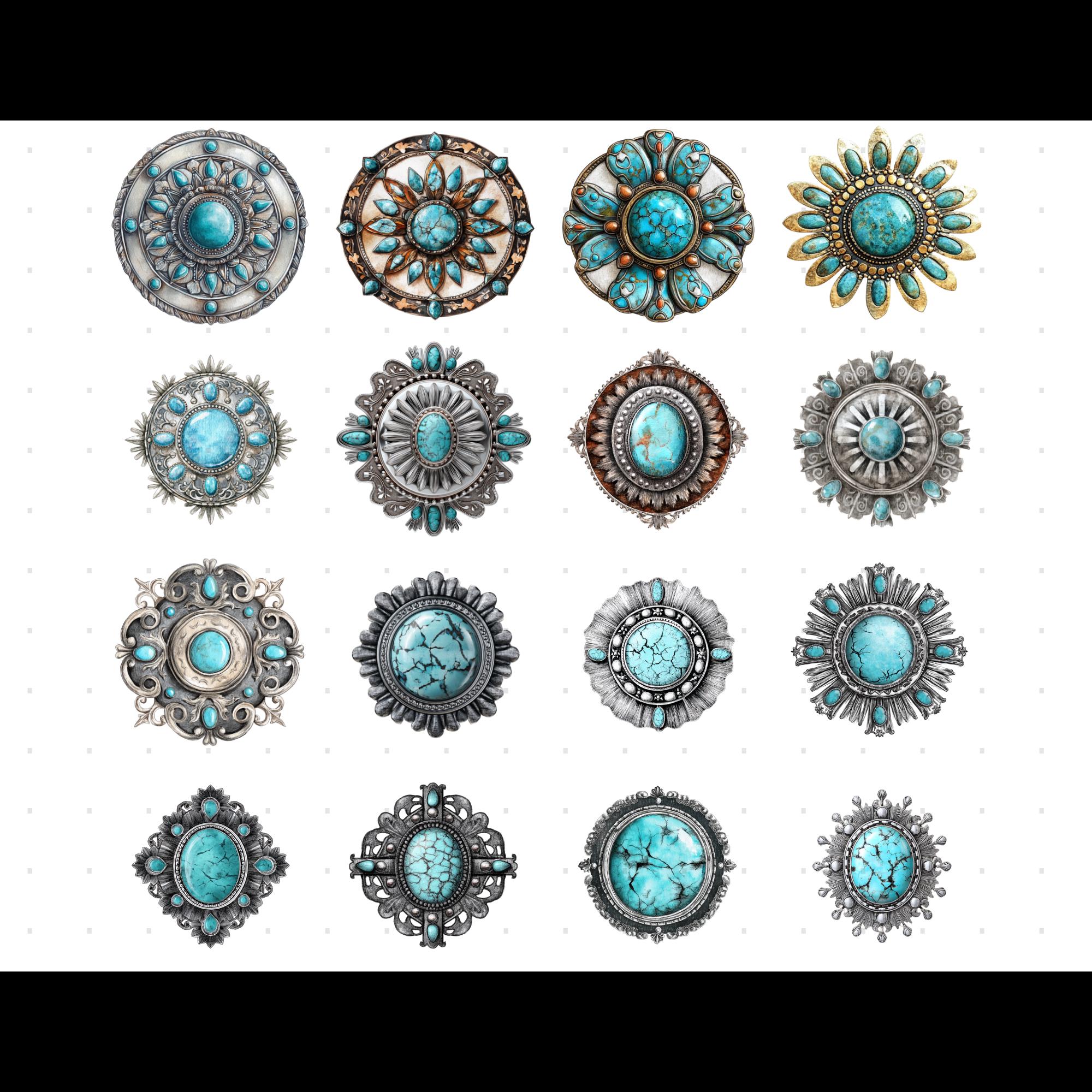 Western Turquoise Concho Design Png | Boho Clipart | Turquoise Concho ...