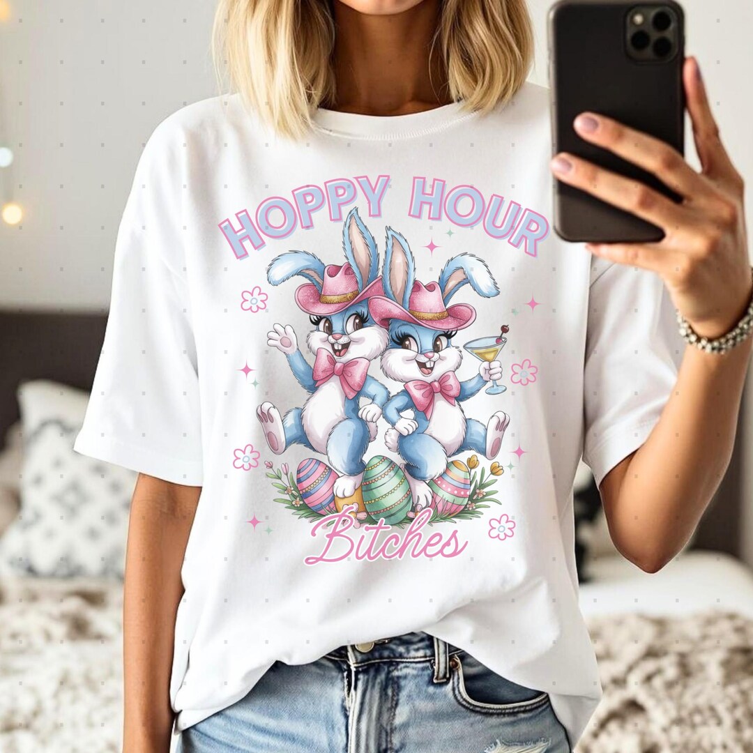 Hoppy Hour Easter PNG | Cute Easter Bunny Design | Retro Easter Bunny ...
