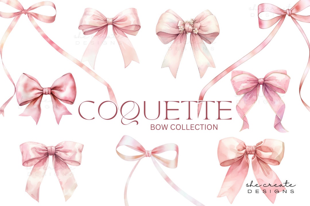 Pink Bow Coquette Clipart | Coquette Pink Bows | Coquette Bow PNG - Etsy