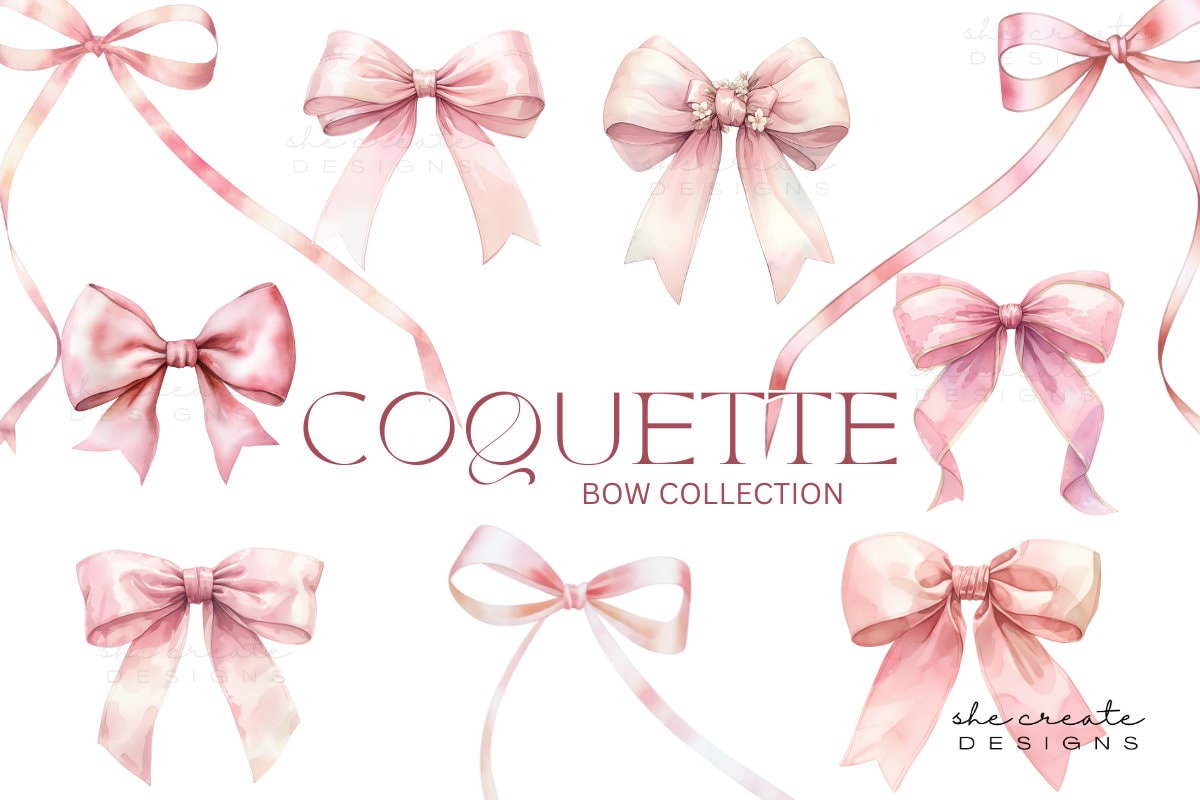 Pink Bow Coquette Clipart Coquette Pink Bows Coquette Bow PNG - Etsy