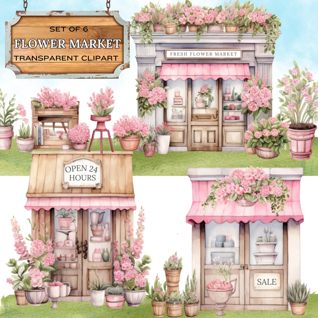 Flower Shop Clipart | Spring Flower PNG | Flower Market PNG - Etsy
