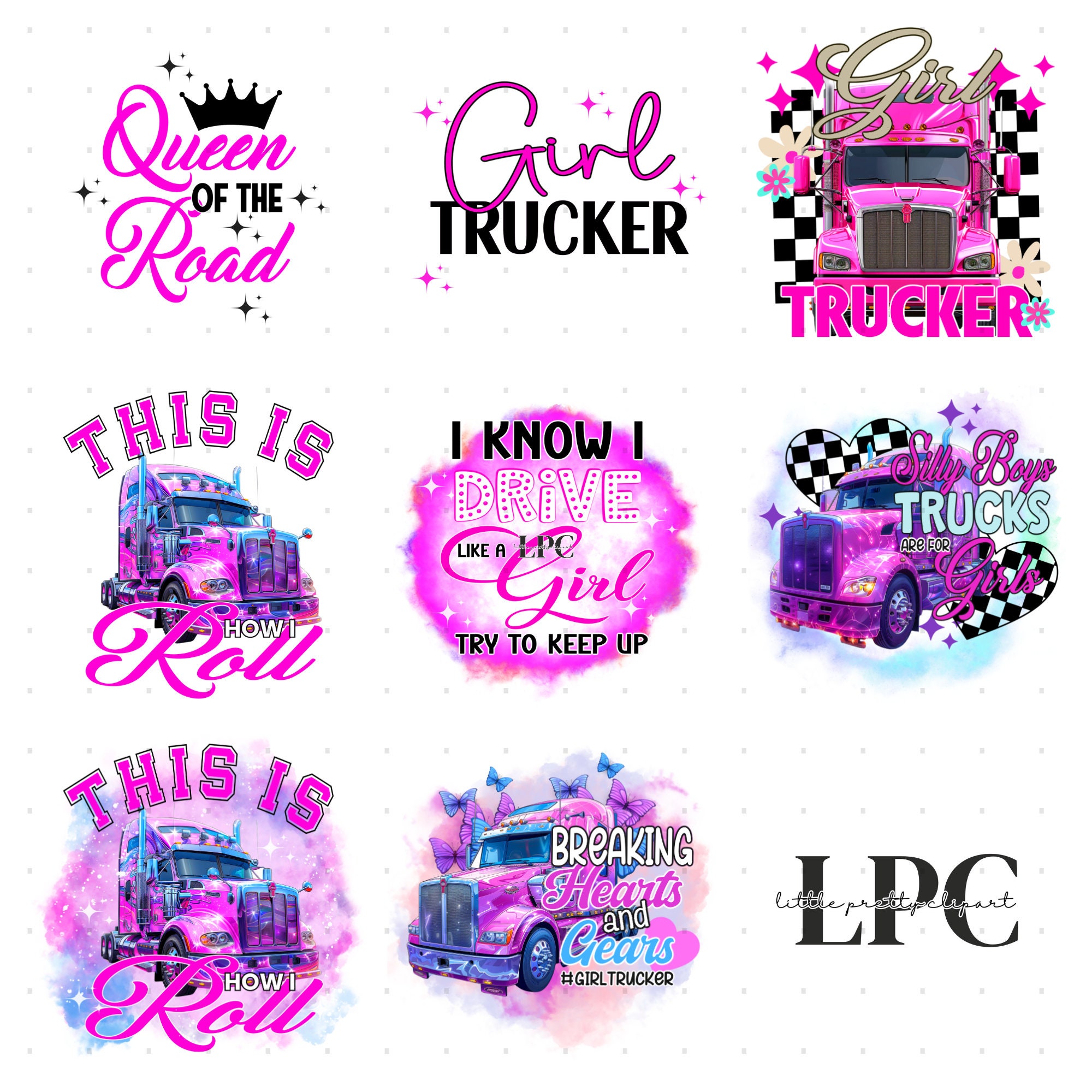 Girl Trucker Collection | Trucker Girl | Semi Trailer Truck - Etsy