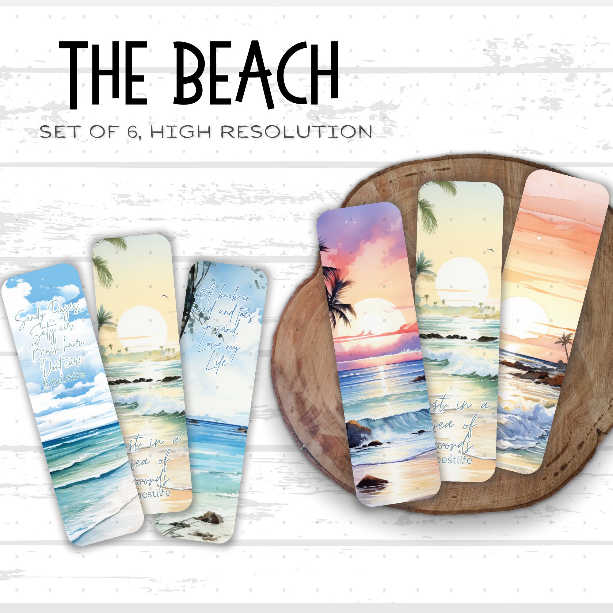 Beach Bookmark Pngs Bookmark Designs Printable Bookmarks Book Lovers - Etsy