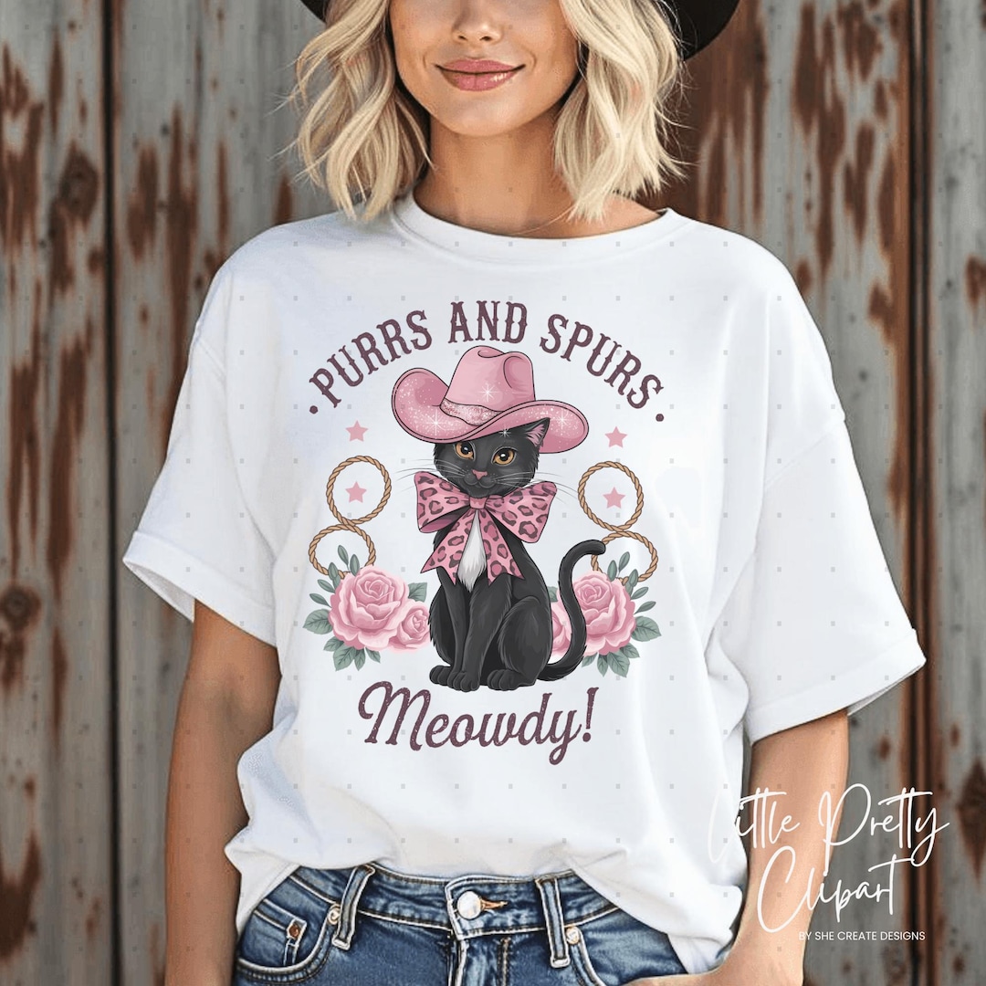 Purrs and Spurs Cat Design PNG| Meowdy | Cowboy Cat | Cat in Cowboy Hat ...