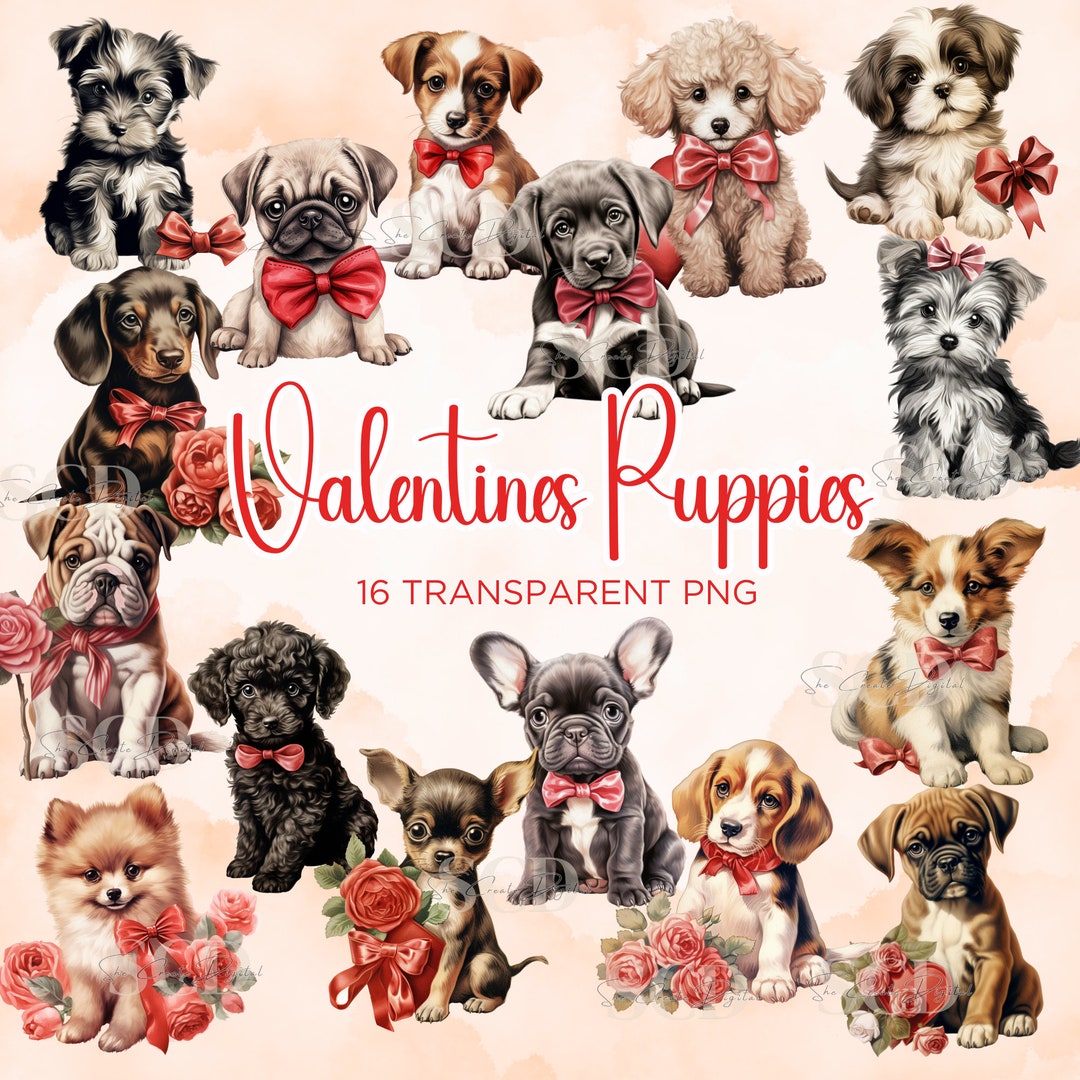 Valentines Puppy Clipart Transparent Dog Clipart Puppy Love - Etsy