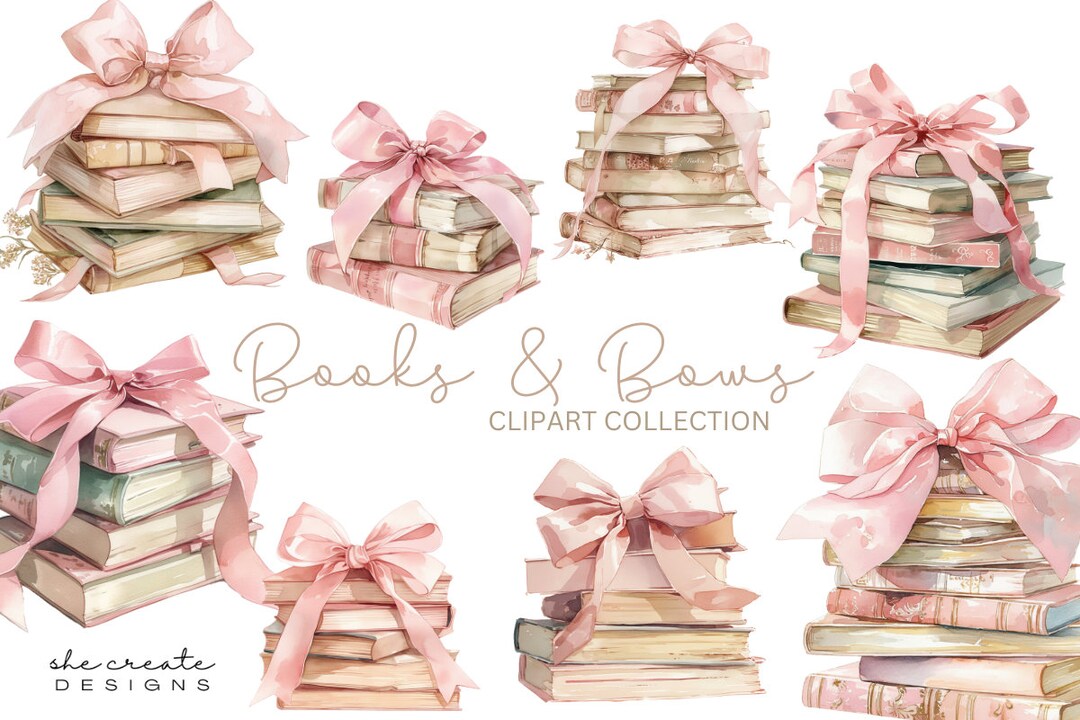 Book Coquette Aesthetic Clipart | Coquette Pink Bows | Bookish Coquette ...