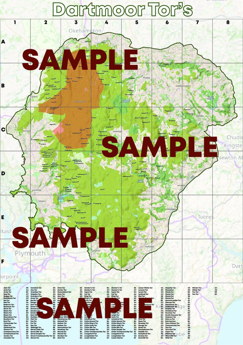 Dartmoor Tor's Map - Etsy UK