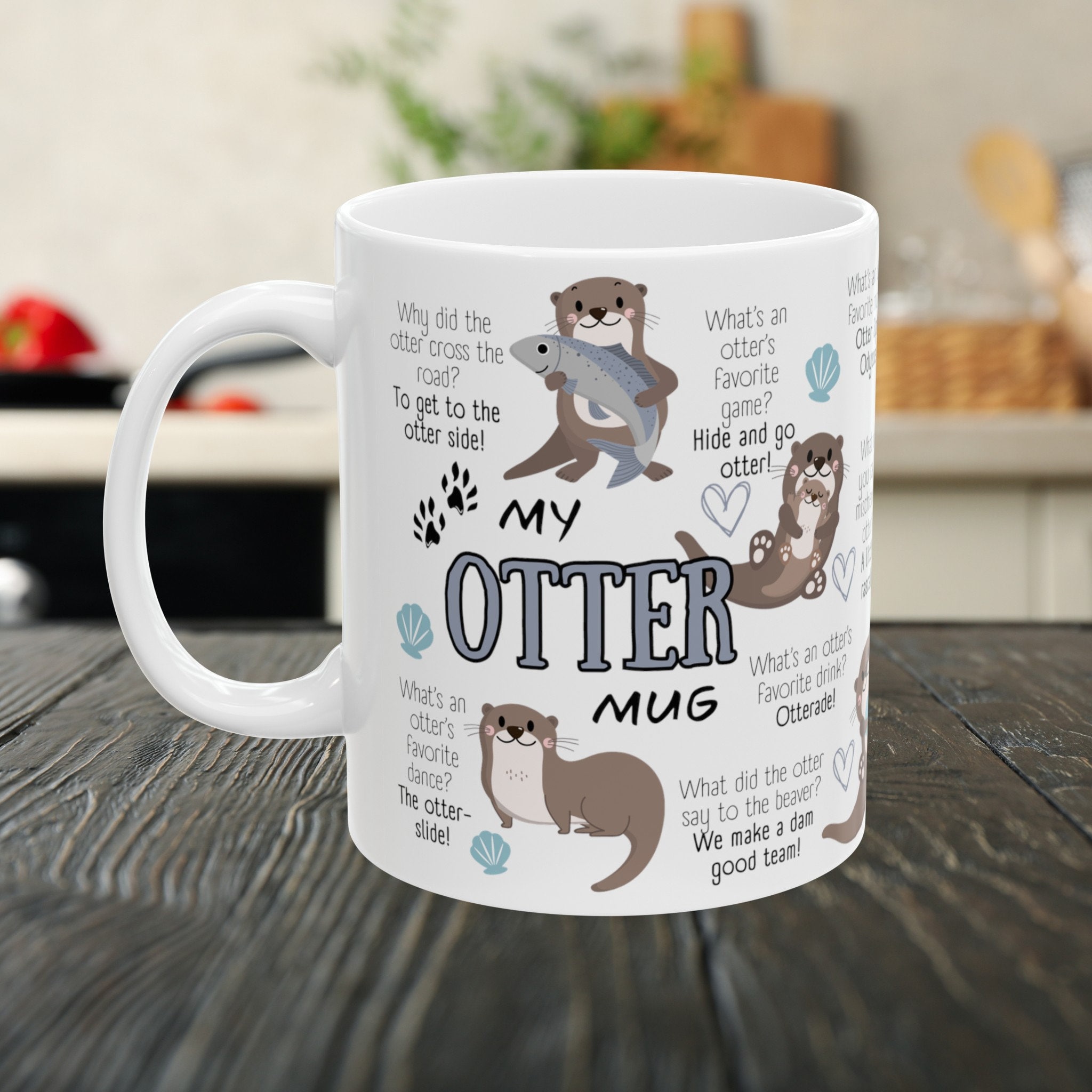 Otter Ceramic Mug, Cute Otter Mug Gift, Funny Otter Gift, Funny Otter ...