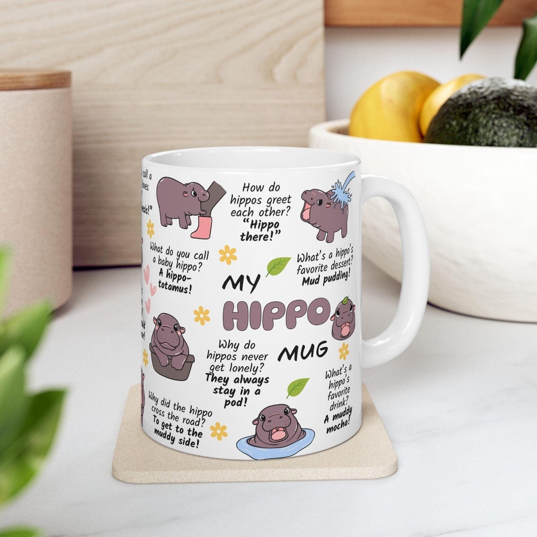 Ceramic Hippo Jokes Mug, Cute Hippo Mug, Cute Hippo Gift, Funny ...