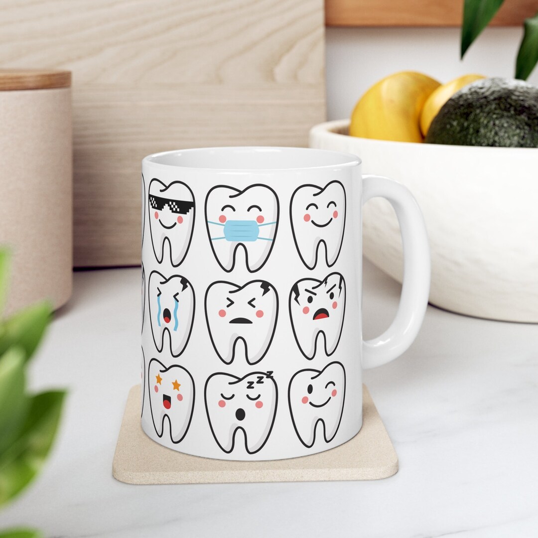 Dentist Tooth Mug, Teeth Emoji Mug, Dental Cup, Dentist Mug Gift ...