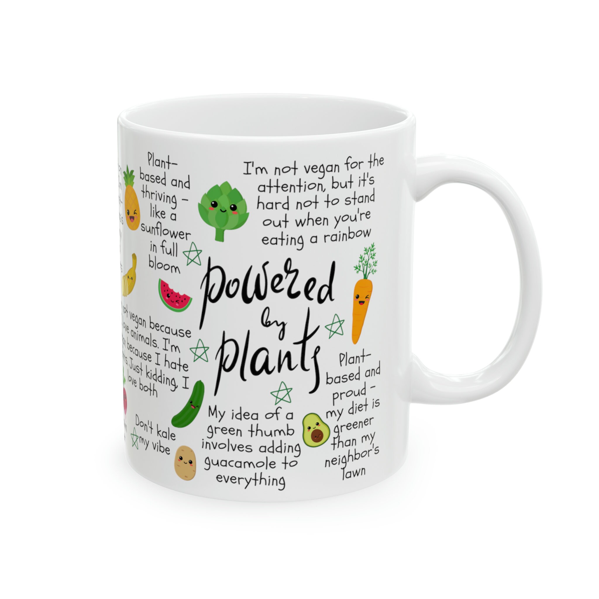 Vegan Mug, Powered by Plants, Plant Based Mug, Funny Vegan Mug, Cute ...