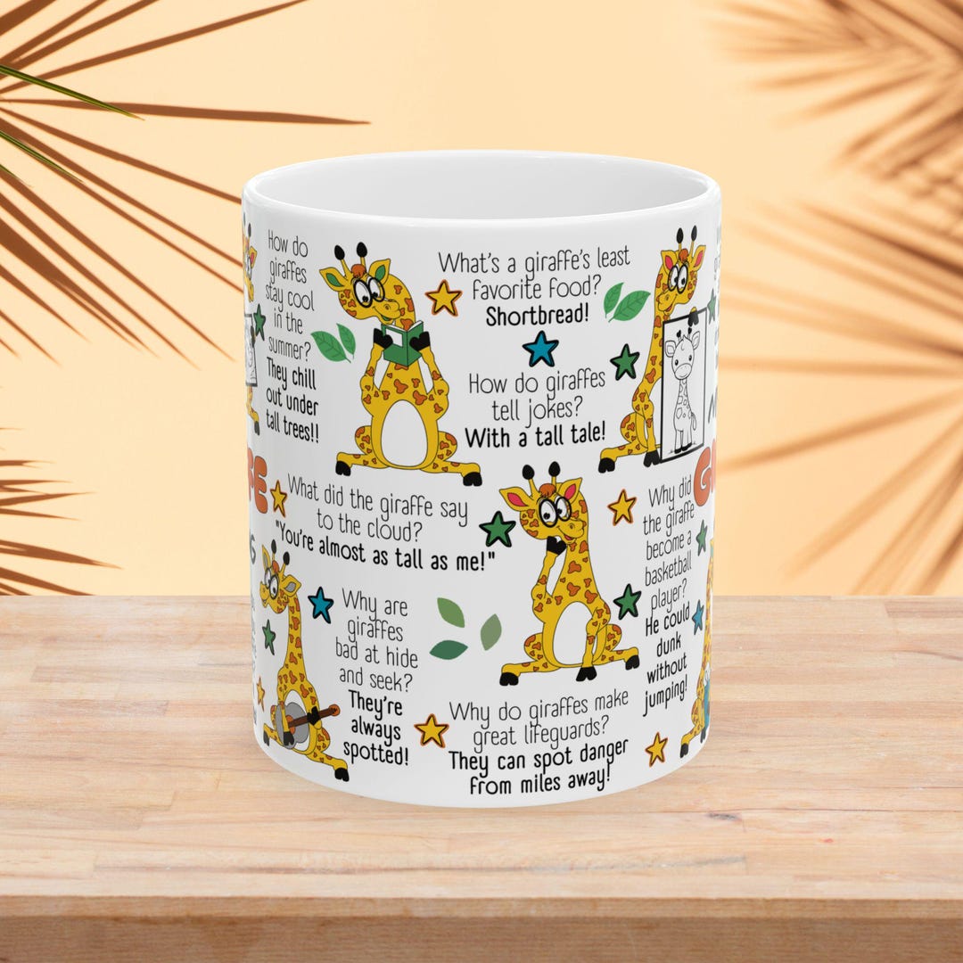 Giraffe Ceramic Mug, Funny Giraffe Gift, Funny Giraffe Jokes Mug ...