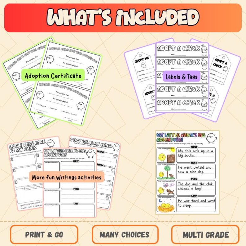 Adopt a Chick Classroom Craft | Spring Life Cycle Writing Activities (B ...