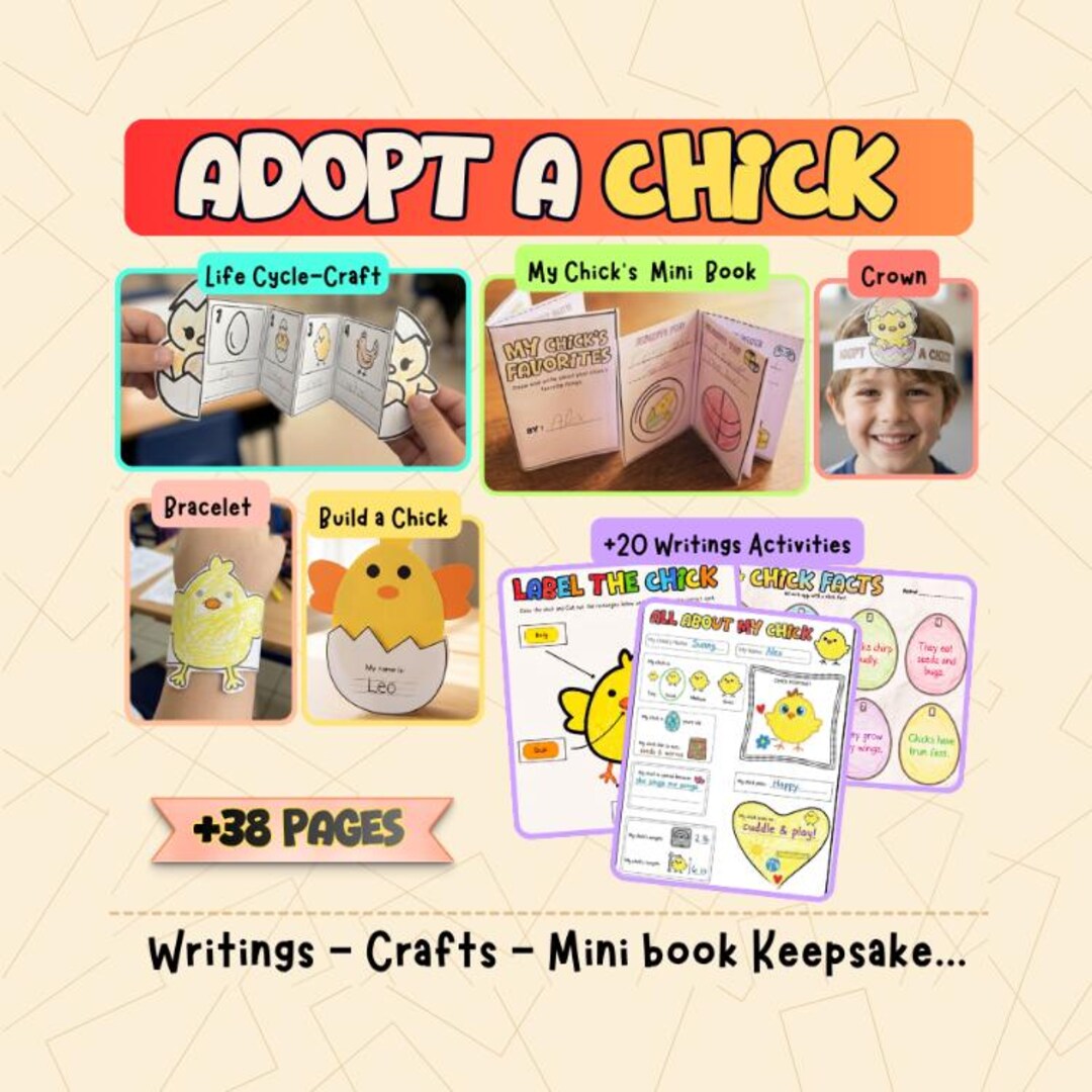 Adopt a Chick Classroom Craft | Spring Life Cycle Writing Activities (B ...
