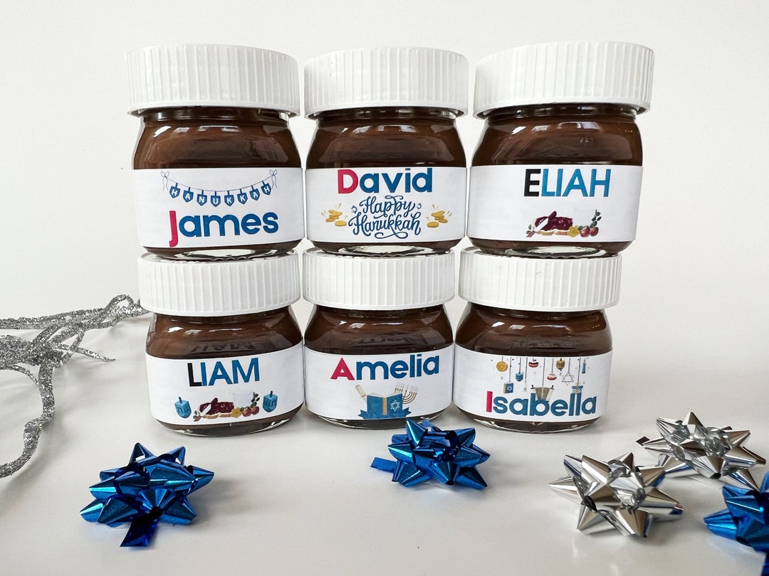 Hanukkah Favors • Chanukah Gift • Personalized Nutella Jars Favors ...