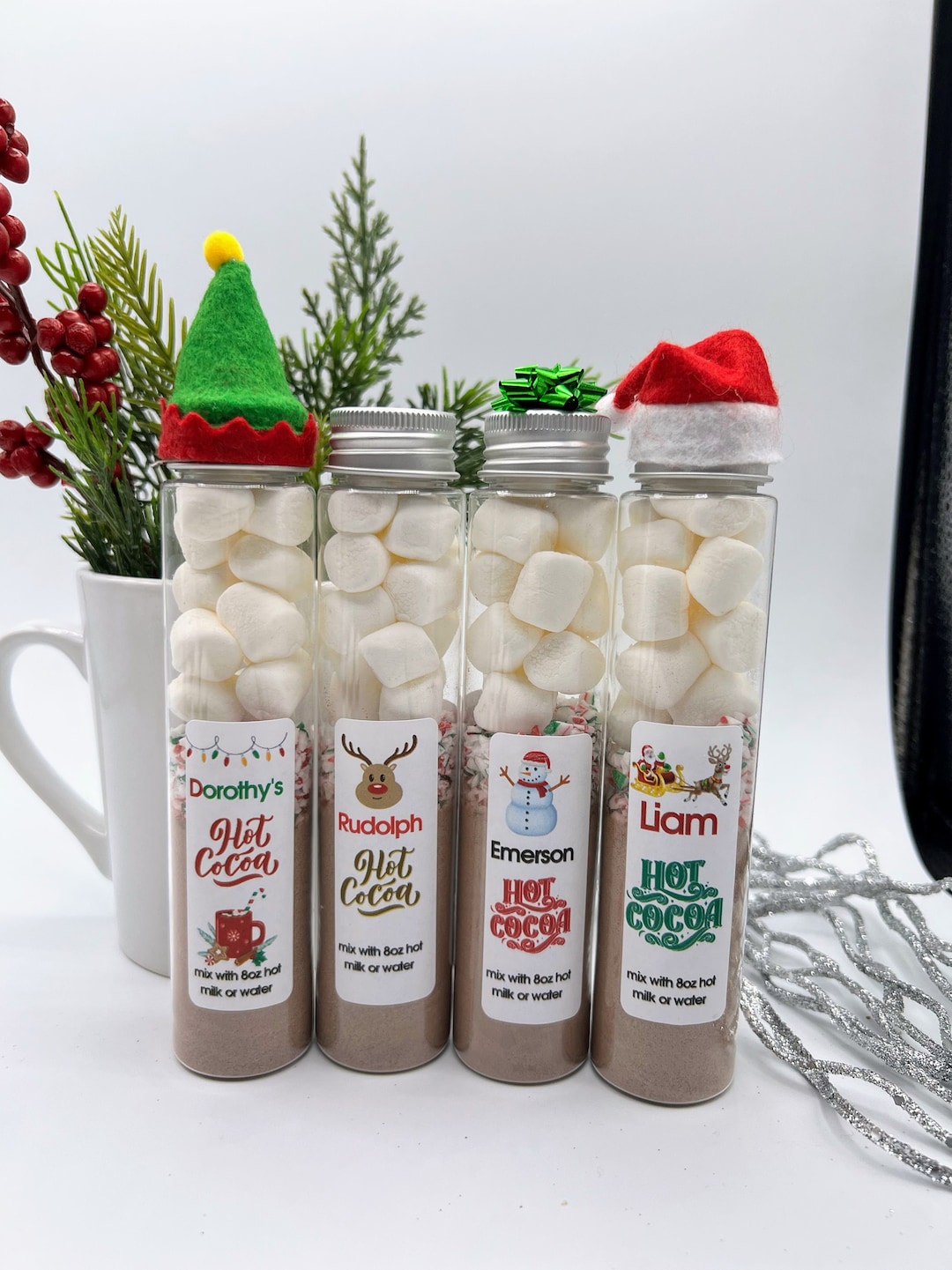 Personalized Christmas Hot Chocolate Favors • Christmas Hot Chocolate ...