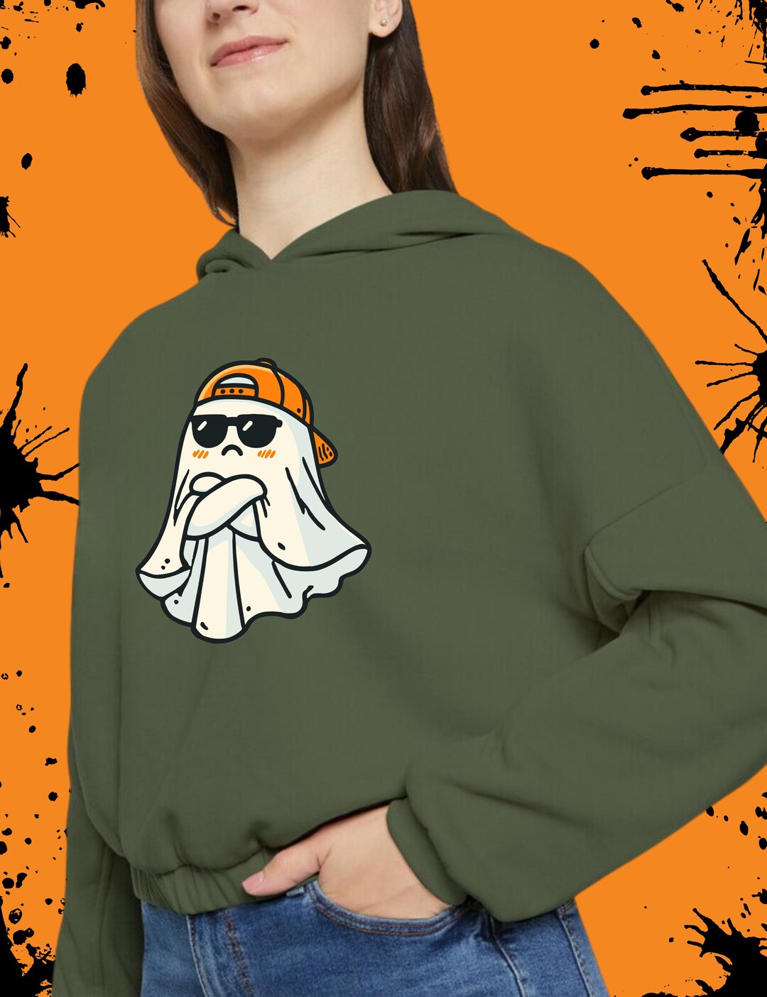 Ghost Crop Top/boo Sheet Hoodie/fall Fashion/ghostly Apparel/cute ...
