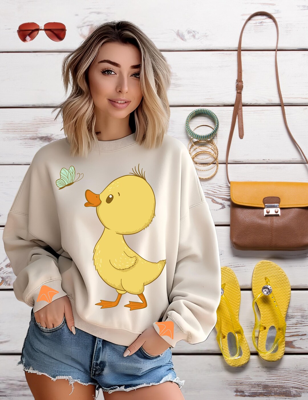 Chic Duck Sweatshirt: Trendy Animal Pullover - Etsy