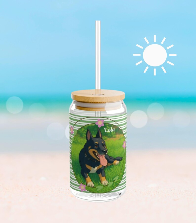 Custom Pet Illustration Sipper Glass | Personalized Pet Portrait - Etsy