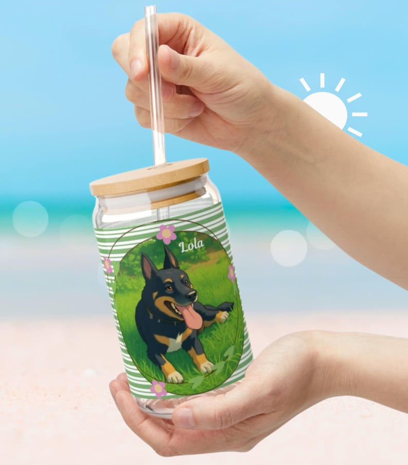 Custom Pet Illustration Sipper Glass | Personalized Pet Portrait - Etsy
