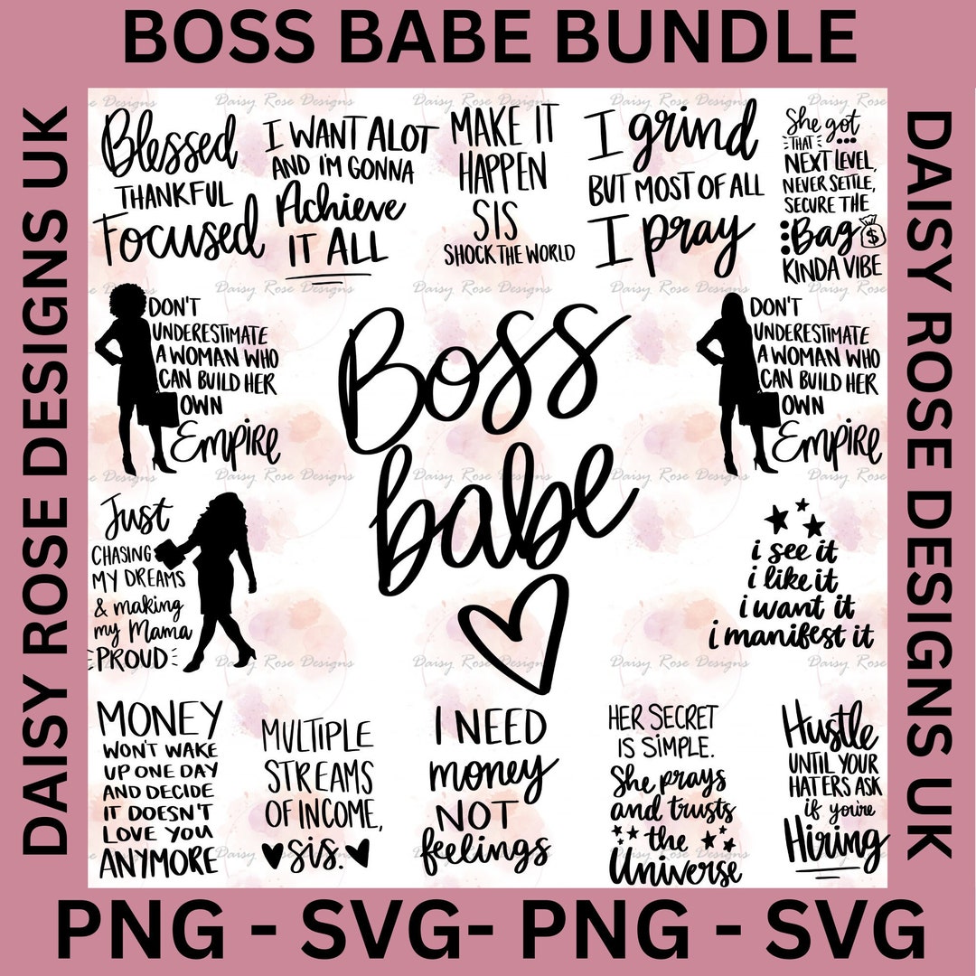 DIGITAL Boss Babe Bundle 15 Files SVG PNG Cricut Silhouette Cameo Scan ...