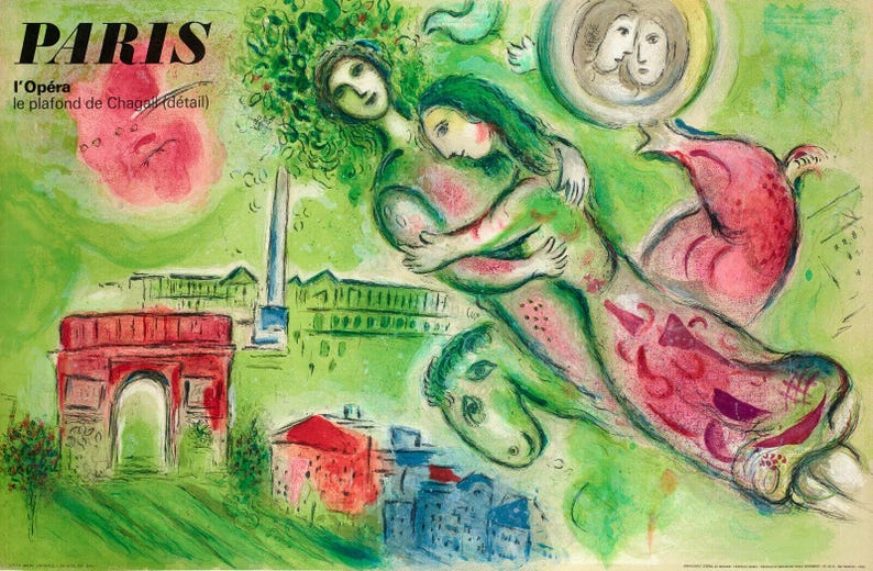 Marc Chagall - Original Lithograph "paris L'opera Le Plafond De Chagall ...