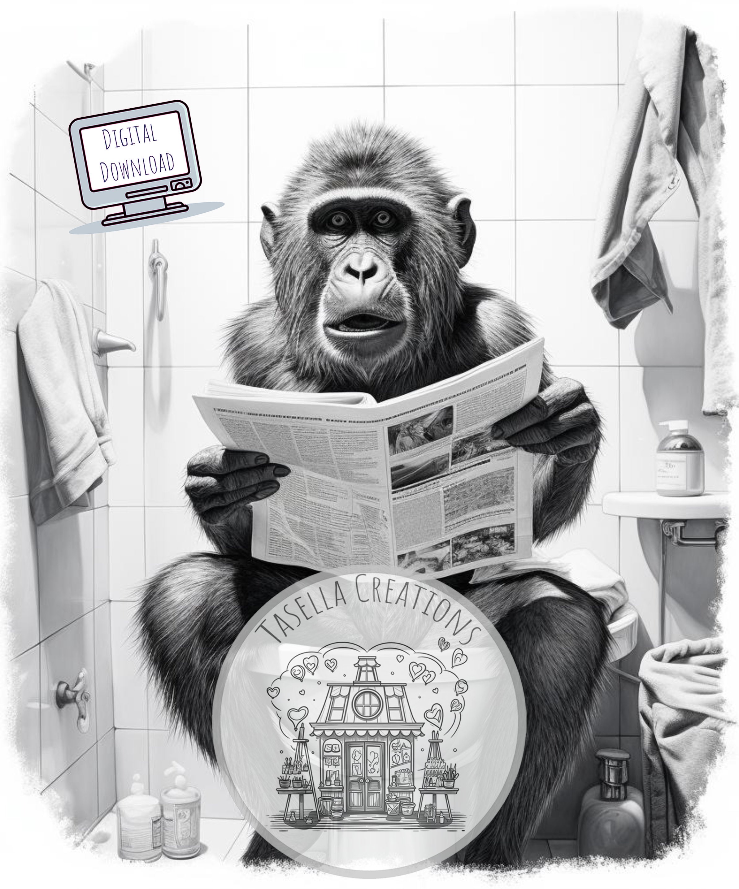 Toilet Monkey Digital Download - Etsy