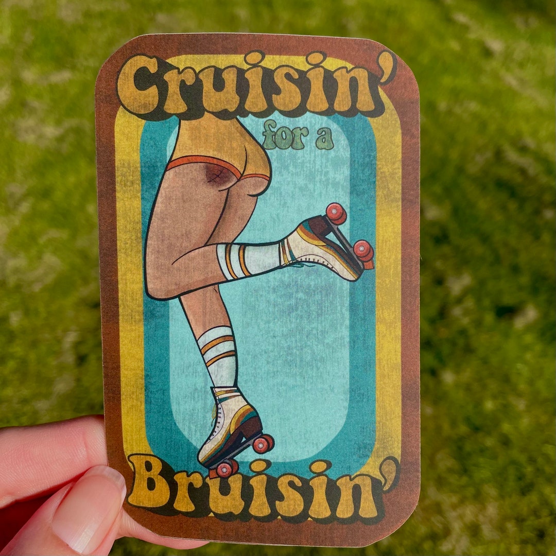 Crusin for A Bruisin Vintage Retro Roller Skate Sticker Matte Vinyl ...