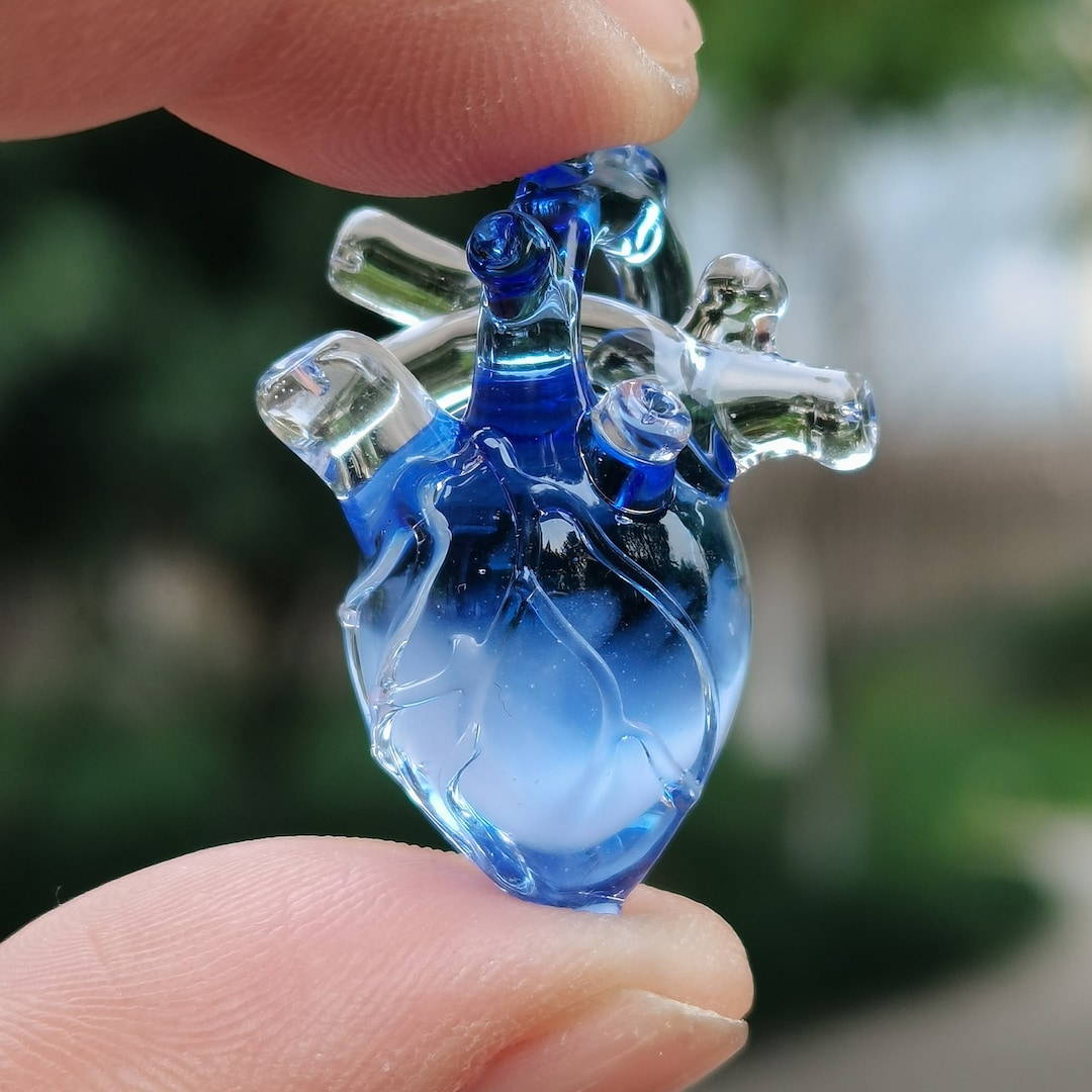 Light Blue Glass Heart Pendant, Delicate Fairy Princess Girl Goddess ...