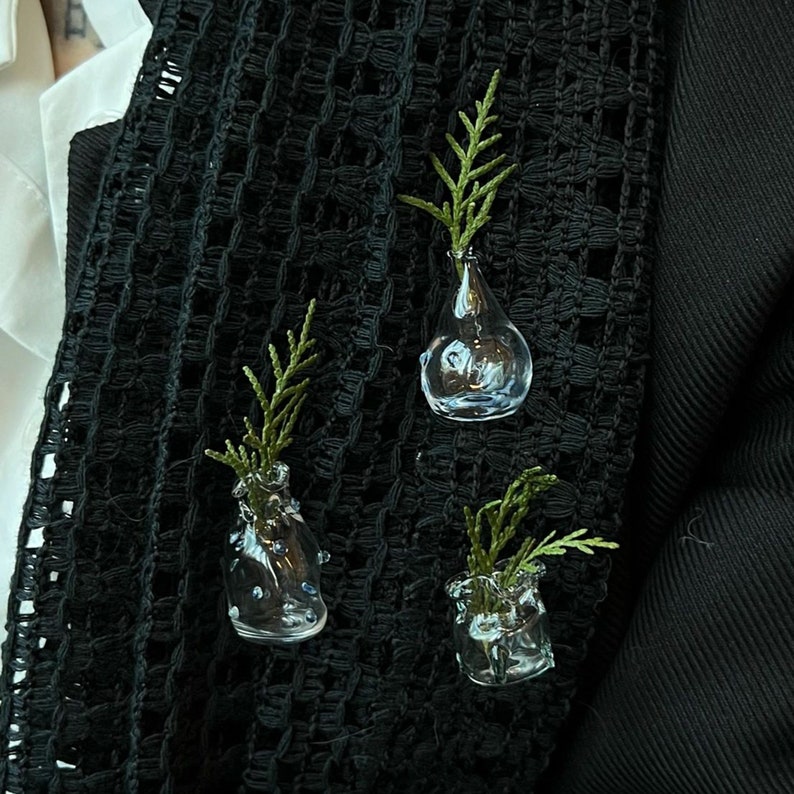 Glass Mini Vase Brooch Vintage Flower Arrangement Brooch - Etsy UK