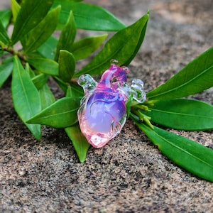 Pink Glass Heart Pendant, Wearable Glass Art Jewelry, Healing Energy ...